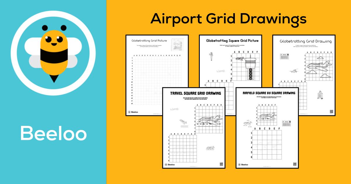 Airport-themed Grid Drawings • Beeloo Printable Crafts and Activities ...