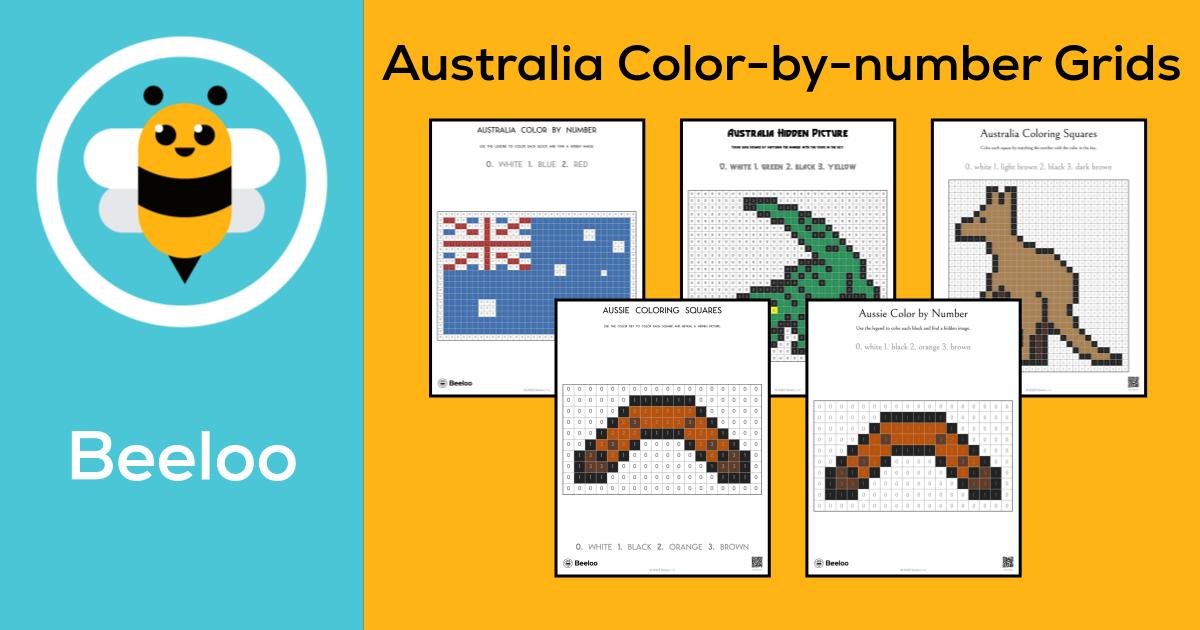 Australia-themed Color-by-number Grids • Beeloo Printable Crafts and ...