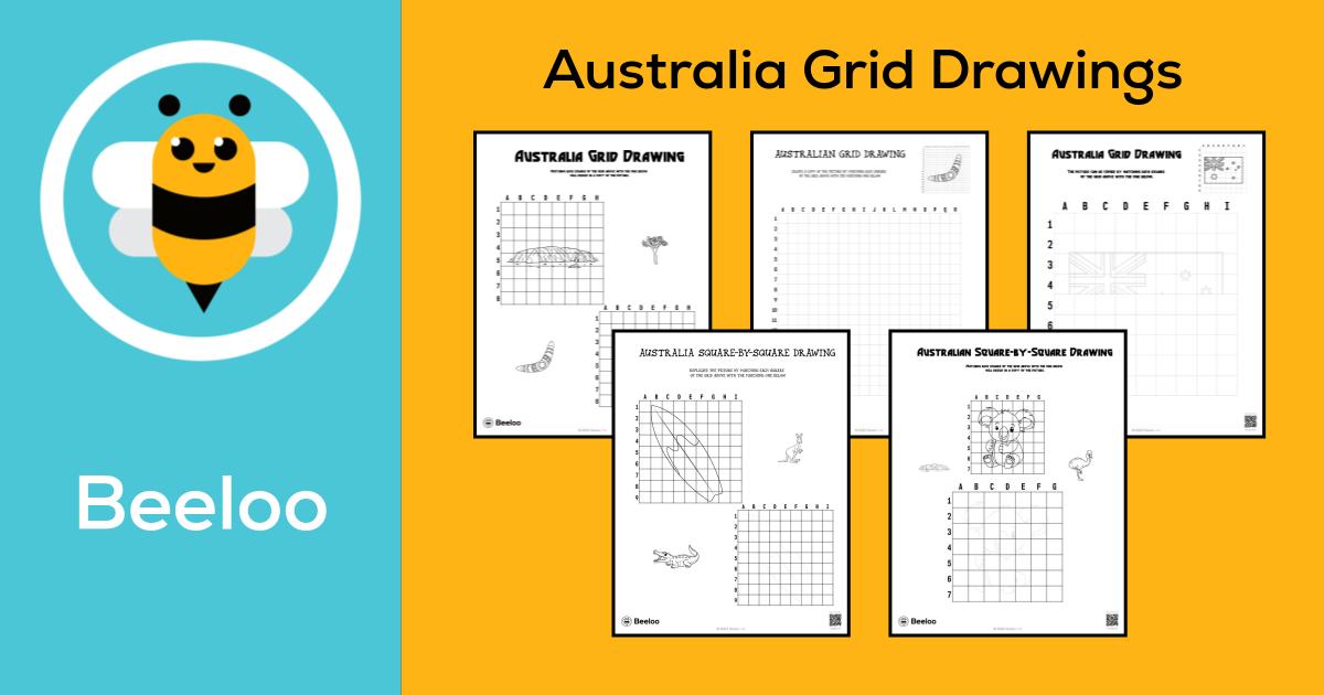 Australia-themed Grid Drawings • Beeloo Printable Crafts and Activities ...