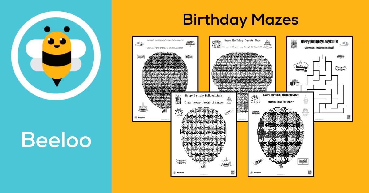 Birthday-themed Mazes • Beeloo Printable Crafts and Activities for Kids