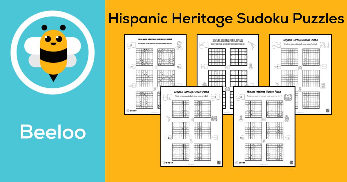 Hispanic Heritage-themed Sudoku Puzzles • Beeloo Printable Crafts and ...