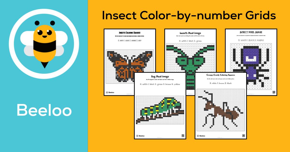 Insect-themed Color-by-number Grids • Beeloo Printable Crafts and ...