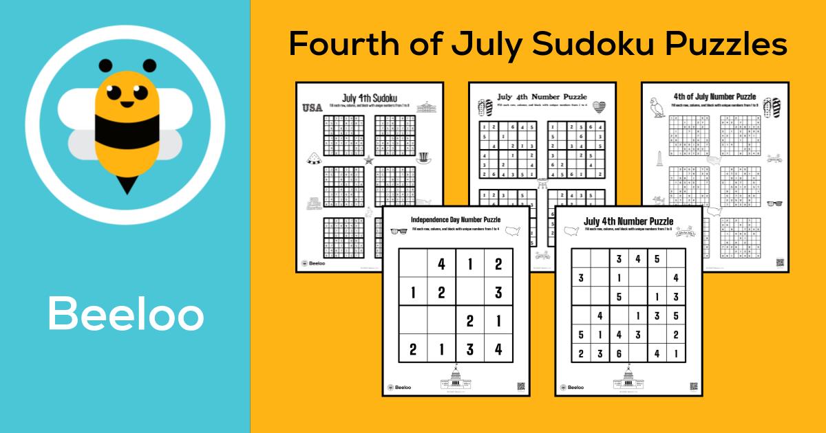 Fourth of July-themed Sudoku Puzzles • Beeloo Printable Crafts and ...