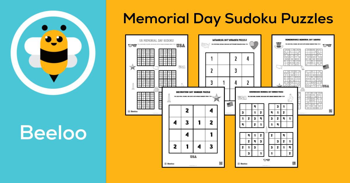 Memorial Day-themed Sudoku Puzzles • Beeloo Printable Crafts and ...