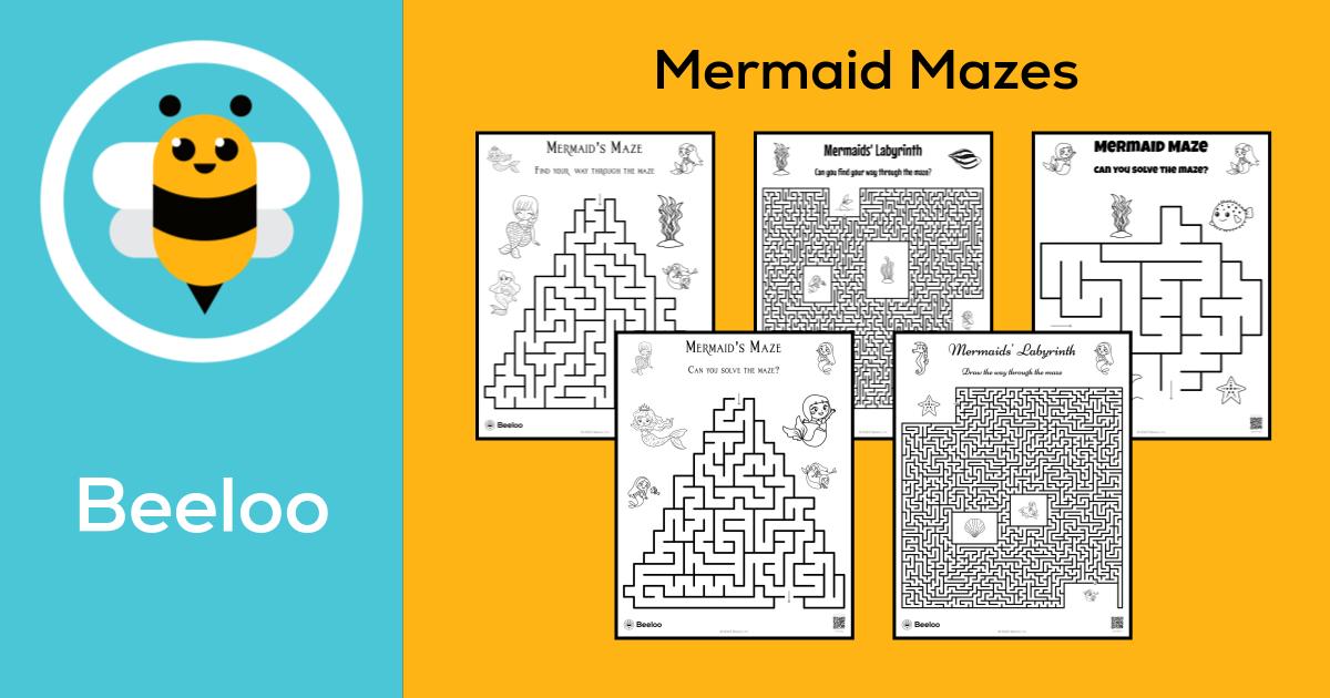 Mermaid-themed Mazes • Beeloo Printable Crafts and Activities for Kids