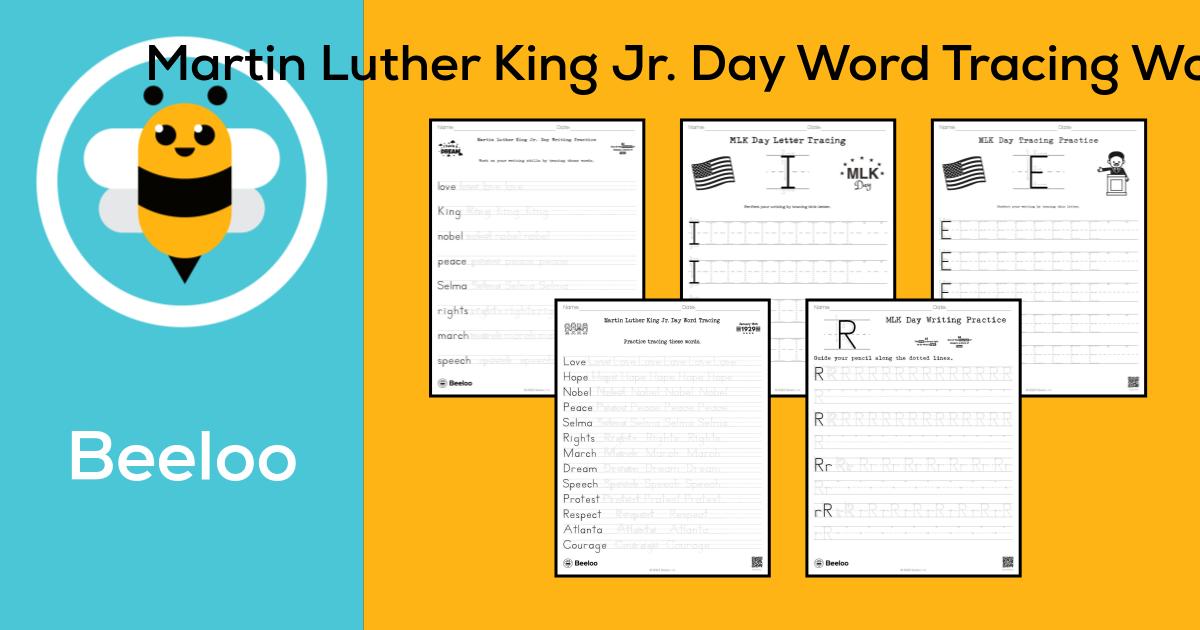 Martin Luther King Jr. Day-themed Word Tracing Worksheets • Beeloo ...