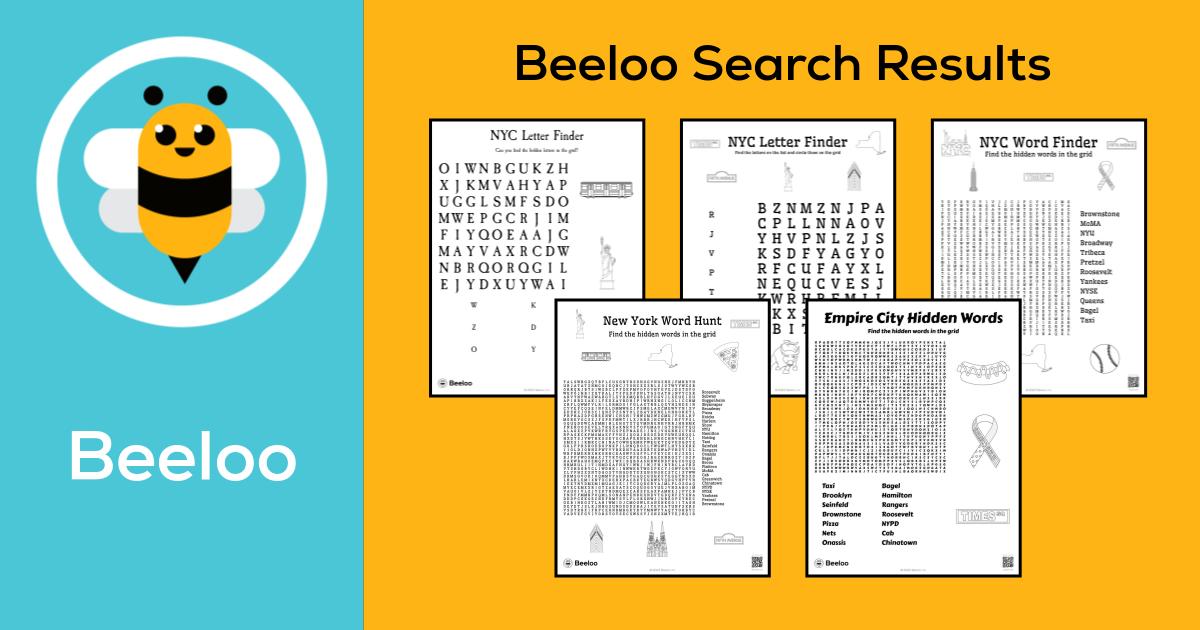 New York City-themed Word Searches • Beeloo Printable Crafts and ...