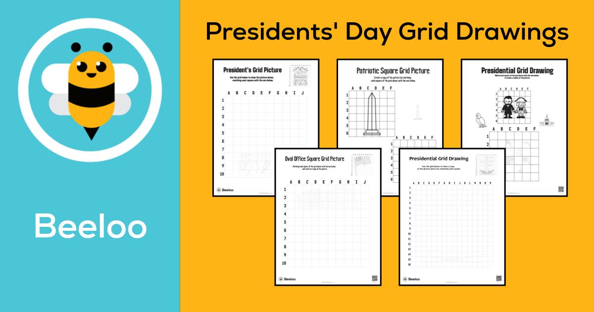 Presidents' Day-themed Grid Drawings • Beeloo Printable Crafts and ...