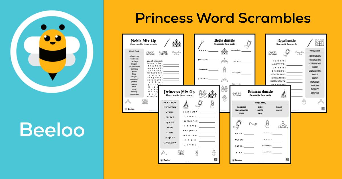 Princess-themed Word Scrambles • Beeloo Printable Crafts and Activities ...