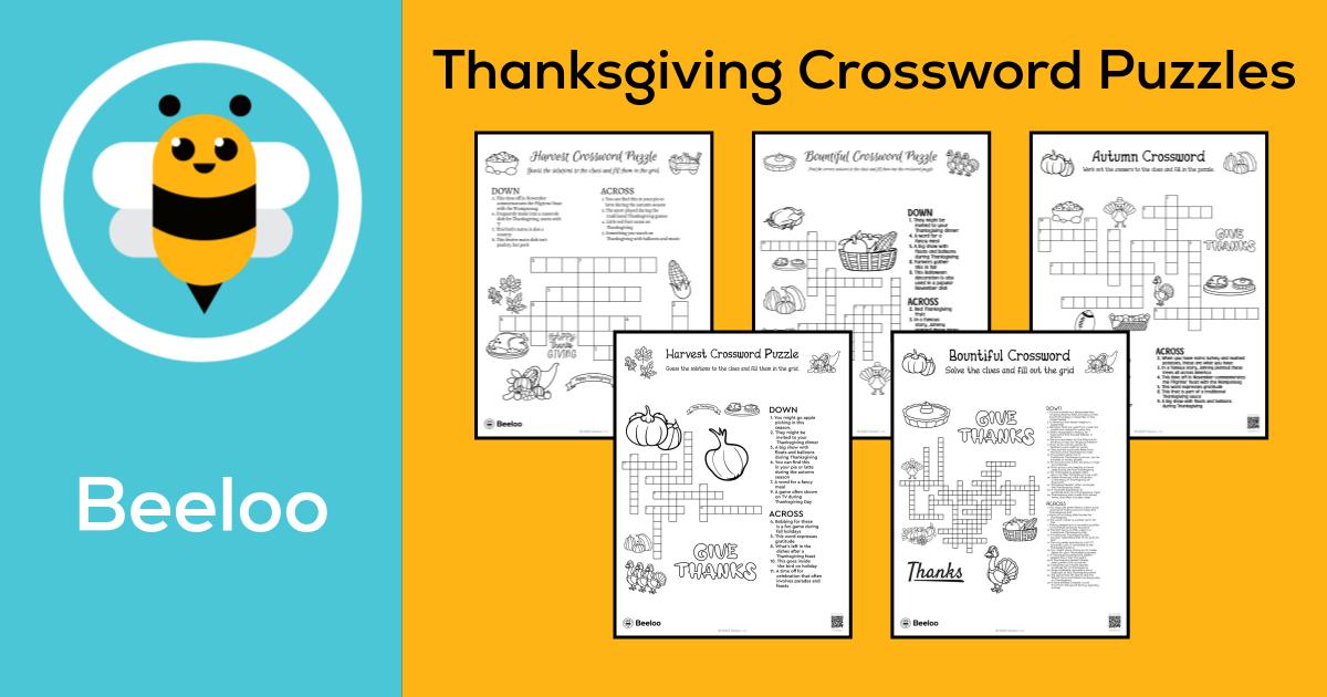 Thanksgiving-themed Crossword Puzzles • Beeloo Printable Crafts and ...
