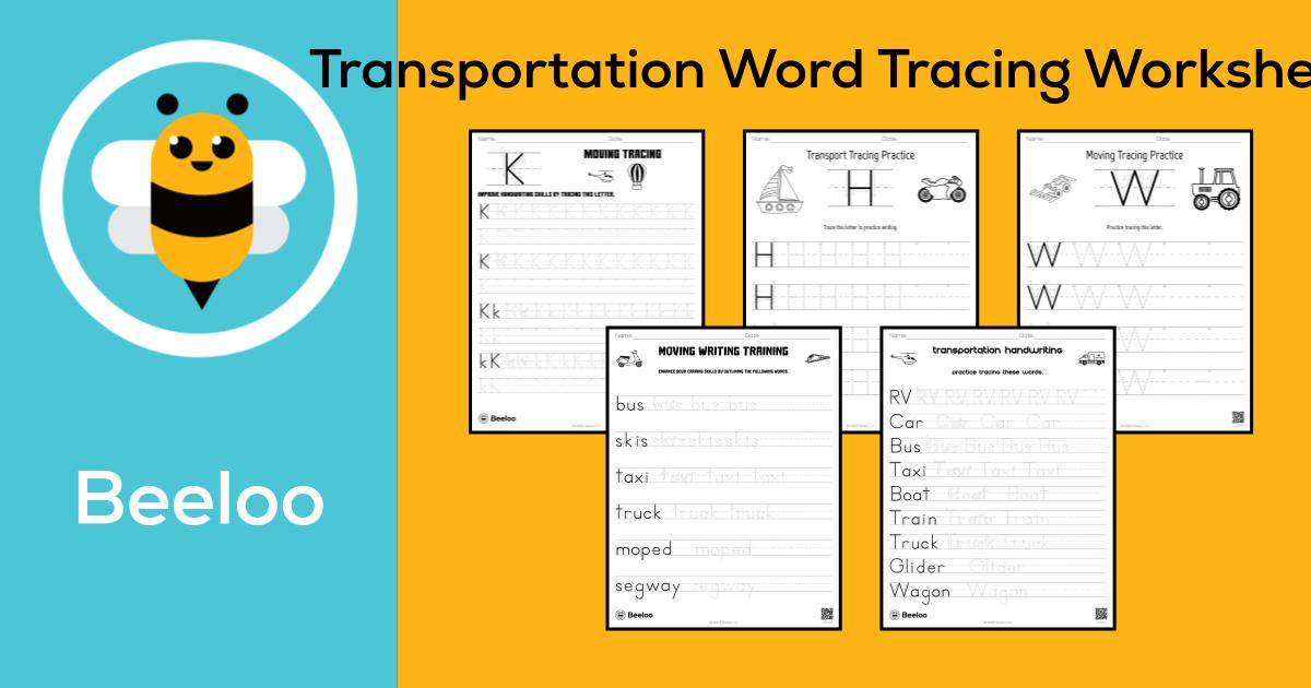 Transportation-themed Word Tracing Worksheets • Beeloo Printable Crafts ...
